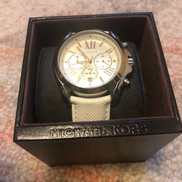 Michael Kors | Accessories | Michael Kors White Leather Watch | Poshmark